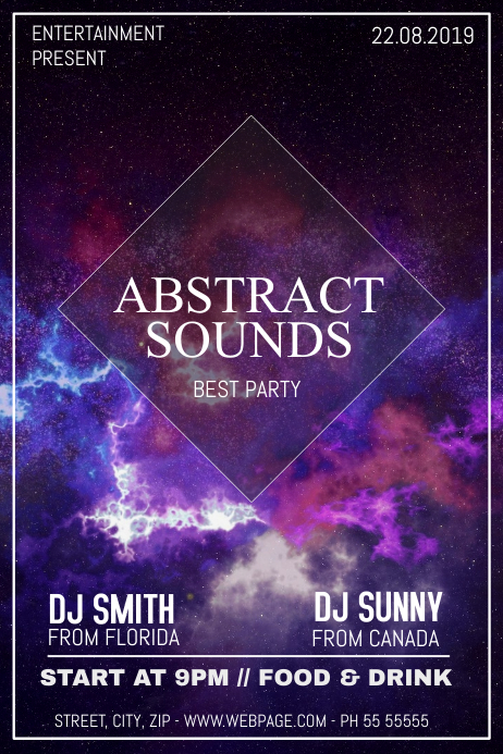 Abstract sound party night flyer template | PosterMyWall