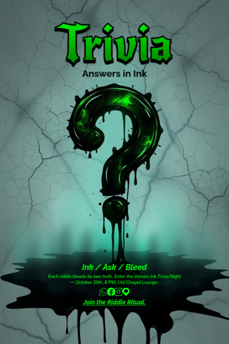 Abstract Venom Ink – Halloween Trivia Poster Template | PosterMyWall