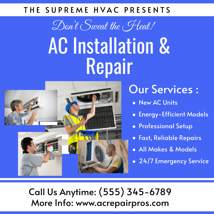 AC INSTALLATION & REPAIR FLYER Template | PosterMyWall
