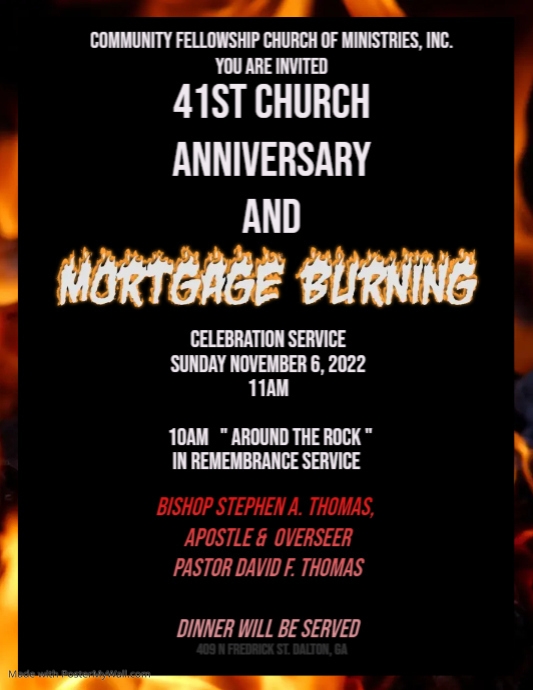 church mortgage burning celebration service (1) | PosterMyWall