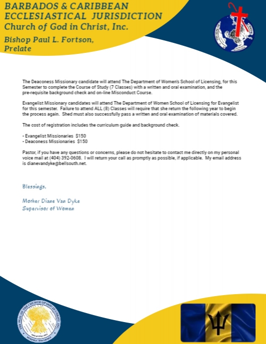 2nd Page of Barbados D.O.W Letterhead | PosterMyWall