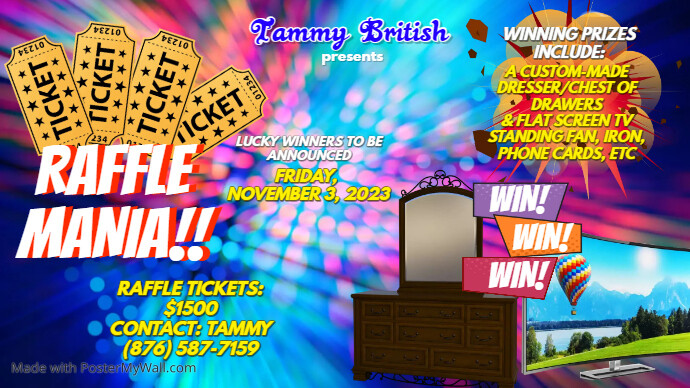 Raffle Ticket Benefit Drawing Digital Display | PosterMyWall