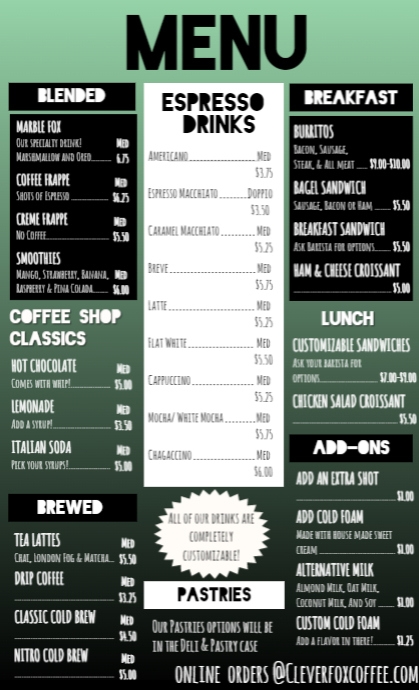 Copy of Copy of Menu | PosterMyWall