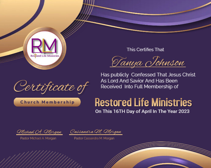 RLM CERTIFICATE TANYA | PosterMyWall