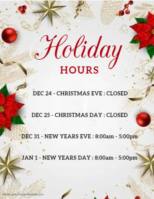 Copy of CHRISTMAS STORE BUSINESS HOURS Flyer Template (1) | PosterMyWall
