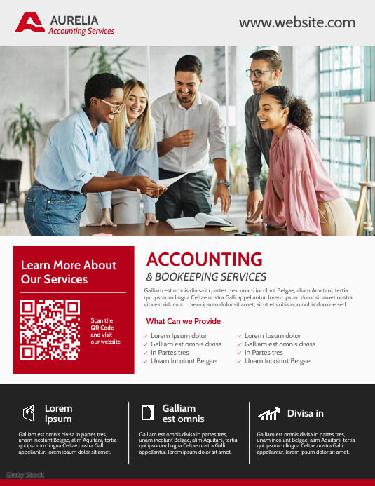 accounting & bookeeping services grey and bla Template | PosterMyWall