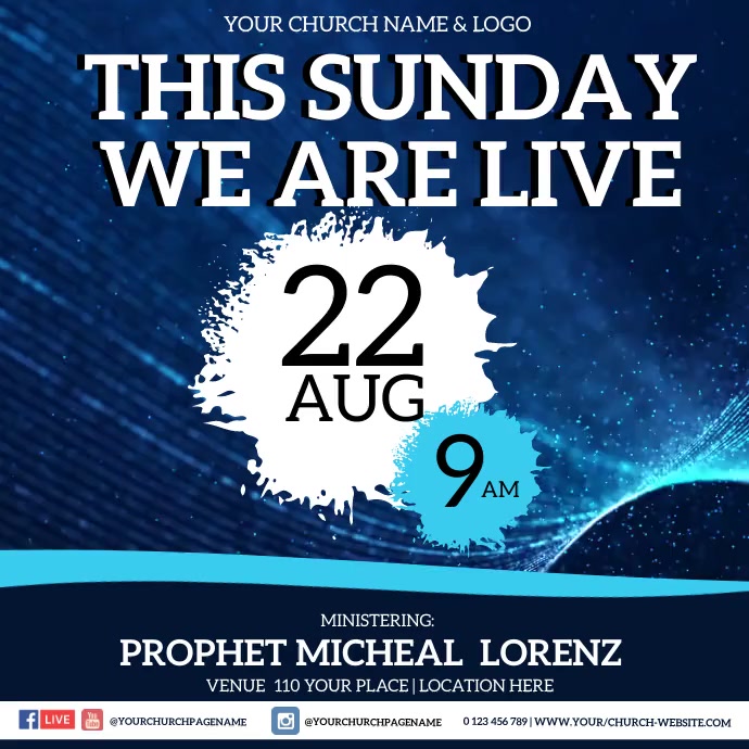 ACHURCH LIVE ONLINE SERMON TEMPLATE | PosterMyWall