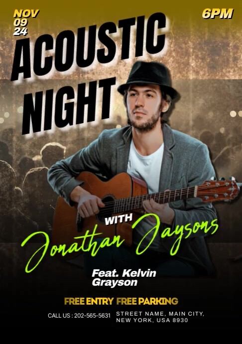 Plantilla de Acoustic Night | PosterMyWall