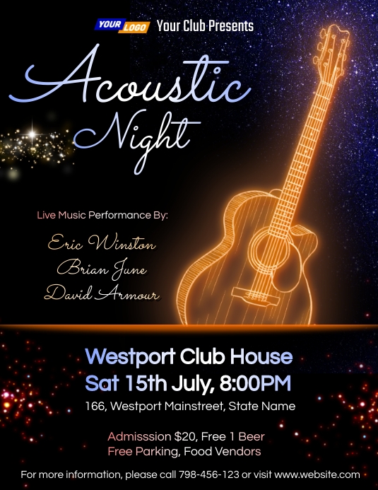 Acoustic night flyer design (1) Templat | PosterMyWall