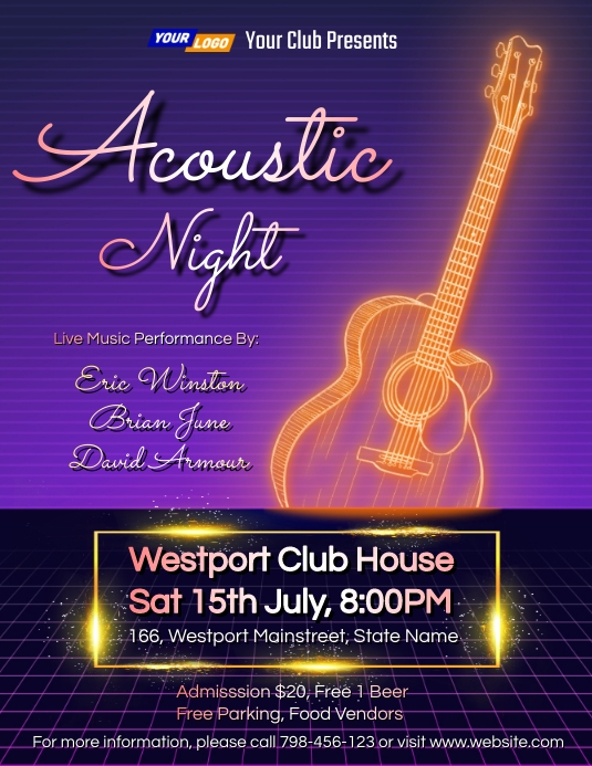 Acoustic night flyer design Template | PosterMyWall
