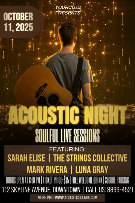 Acoustic Night Poster Templat | PosterMyWall
