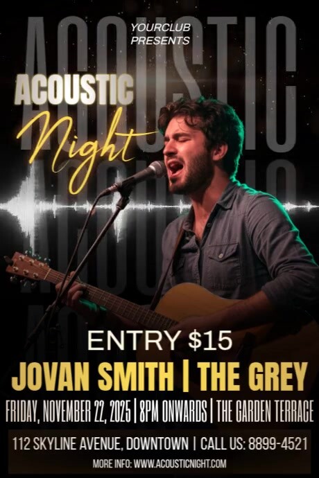 Plantilla de Acoustic Night Poster | PosterMyWall