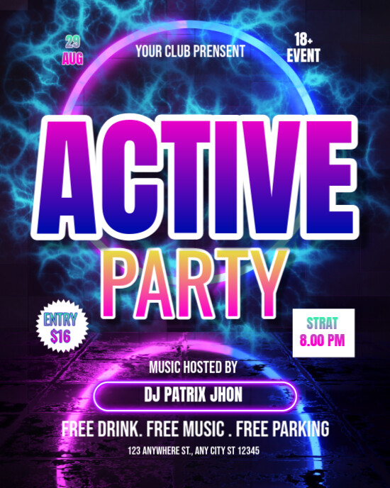 Active party Template | PosterMyWall