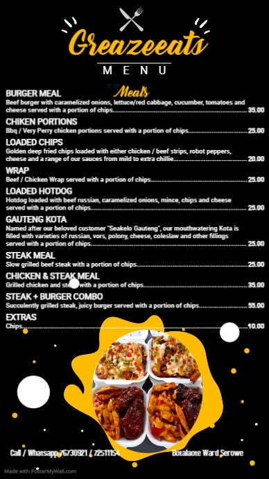 Copy of Black and Yellow Bistro Menu Design | PosterMyWall
