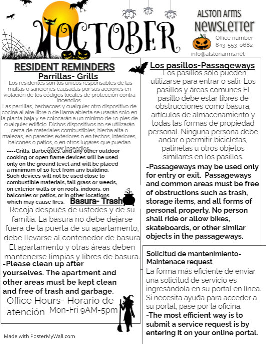 October Halloween newsletter poster flyer | PosterMyWall