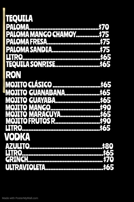 Black Cocktail Menu Template | PosterMyWall