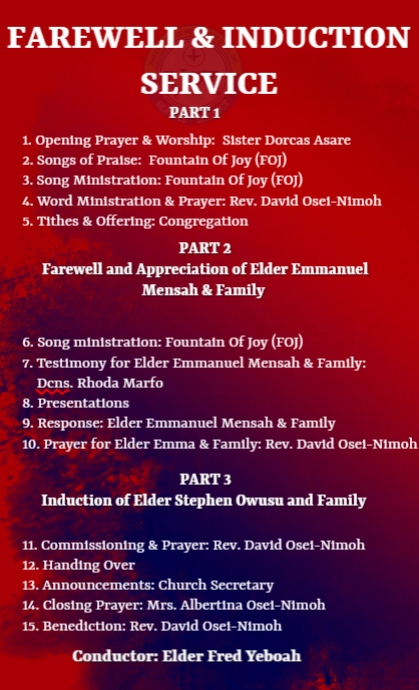 Elder Emma Farewell program | PosterMyWall
