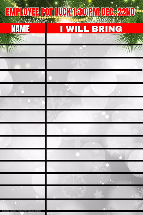 Christmas sign up sheet design | PosterMyWall