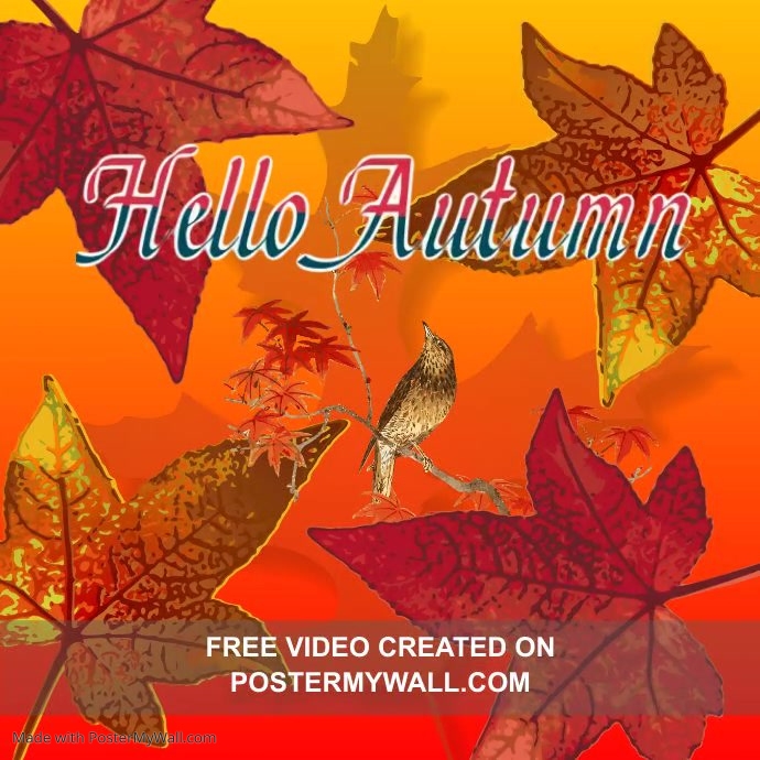 Hello Autumn Orange animated | PosterMyWall