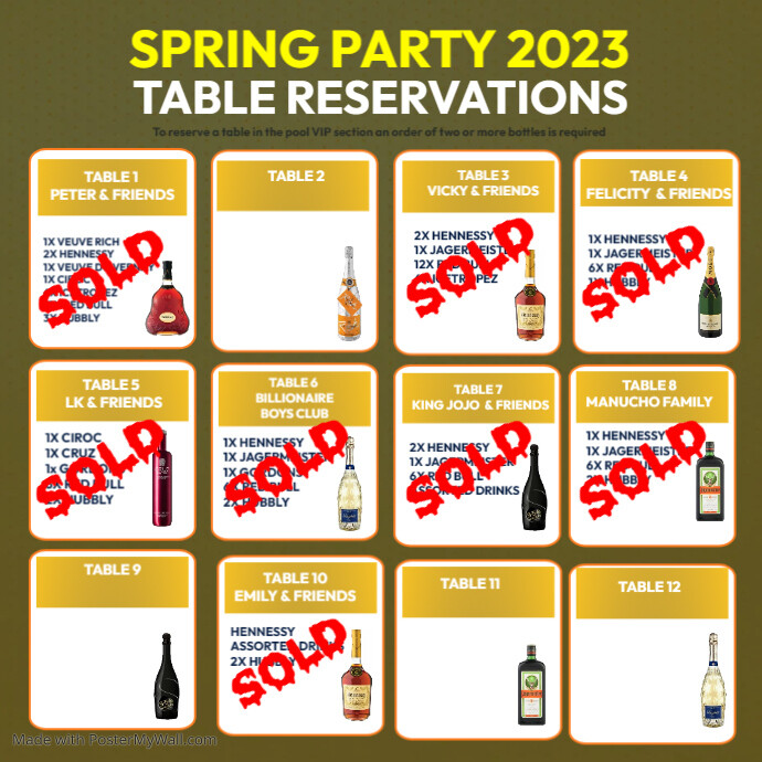 Table booking | PosterMyWall