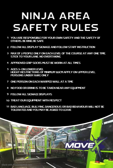 Safety Rules Large sign ninja course | PosterMyWall