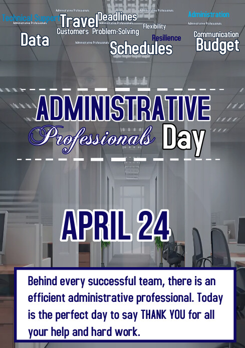 Administrative professional thank you message Template | PosterMyWall