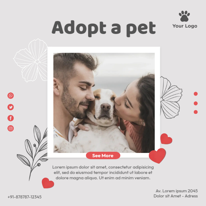 Adopt A Pet Ads Template | PosterMyWall