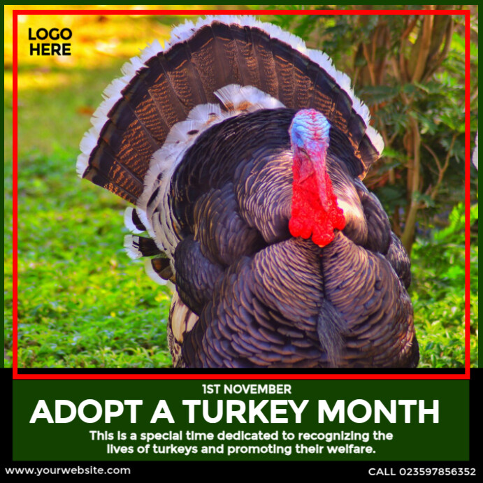 Adopt a Turkey Month Template | PosterMyWall