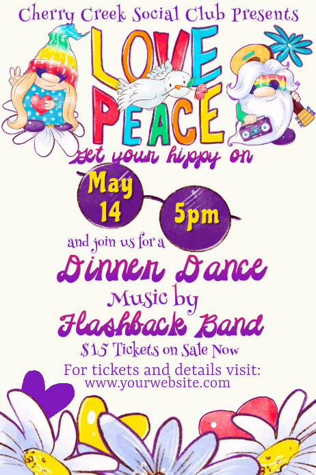 Adult Hippy Groovy 1960's Fun Invitation Template | PosterMyWall