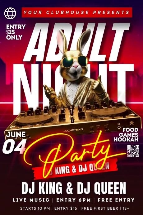 ADULT NIGHT PARTY Template | PosterMyWall