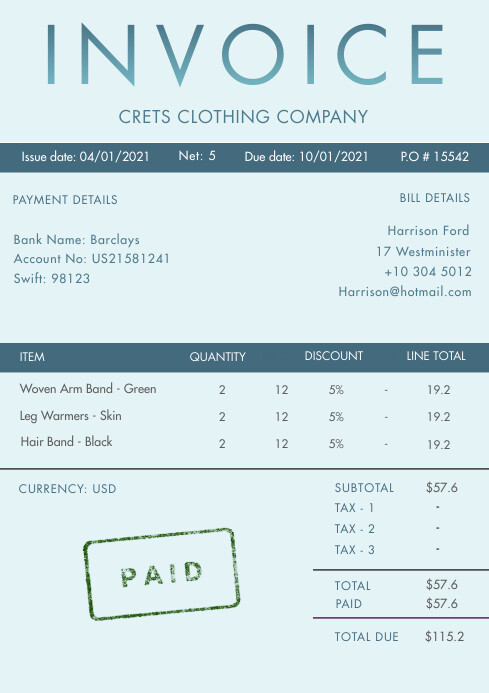 Advance Business Invoice Stamped Template | PosterMyWall