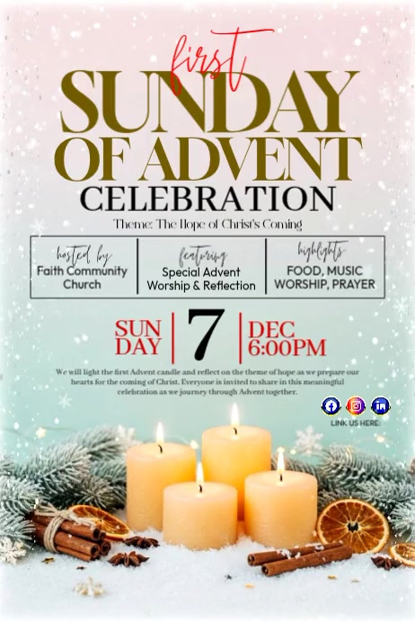 Plantilla de Advent Worship and Reflection Service | PosterMyWall