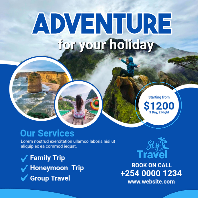 Adventure Travel Agency Banner Ad Template | PosterMyWall