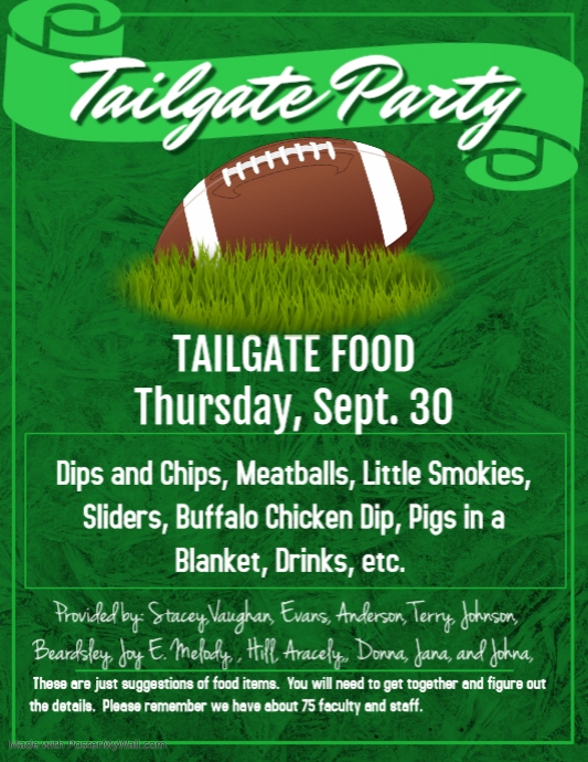 Copy of Copy of Green Football Tailgate Party Flyer | PosterMyWall