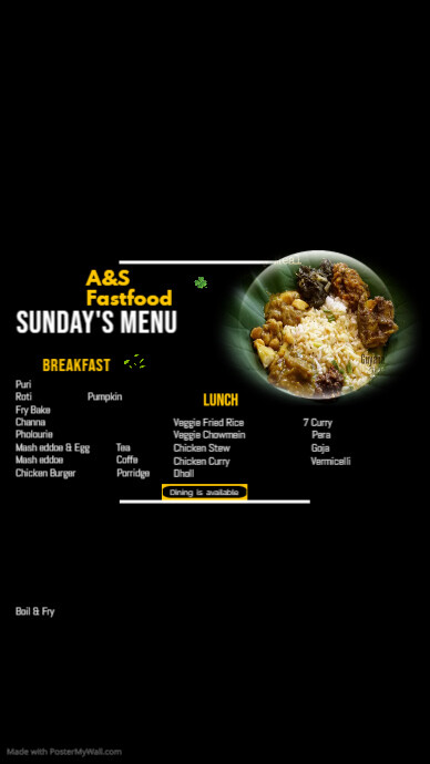 FOOD MENU POSTER TEMPLATE.C | PosterMyWall