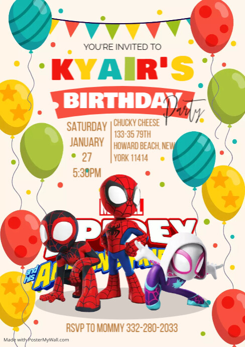 Spidey Birthday Invitation Template | PosterMyWall