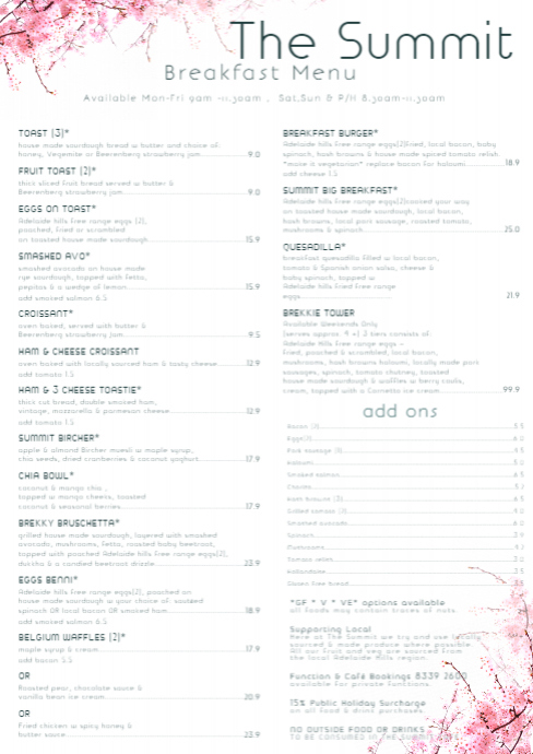 brekky menu Oct 21 | PosterMyWall