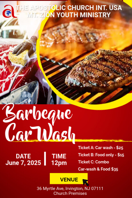 Barbeque Promo Red & yellow poster | PosterMyWall