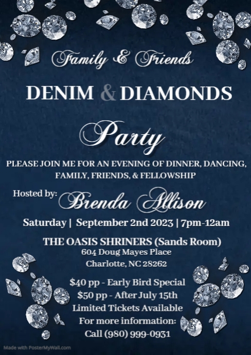 Denim and Diamonds Invitation | PosterMyWall