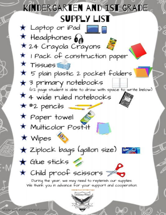 Copy of Kindergarten supply list | PosterMyWall