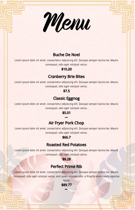 AESTHETIC MENU Template | PosterMyWall