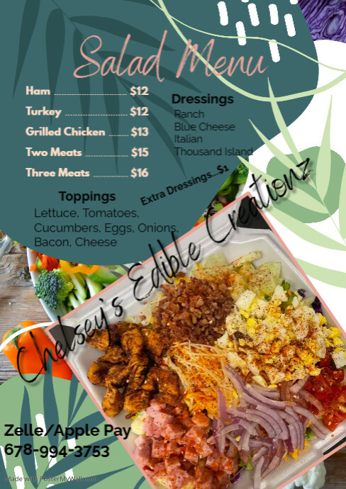 Restaurant Salad Menu | PosterMyWall