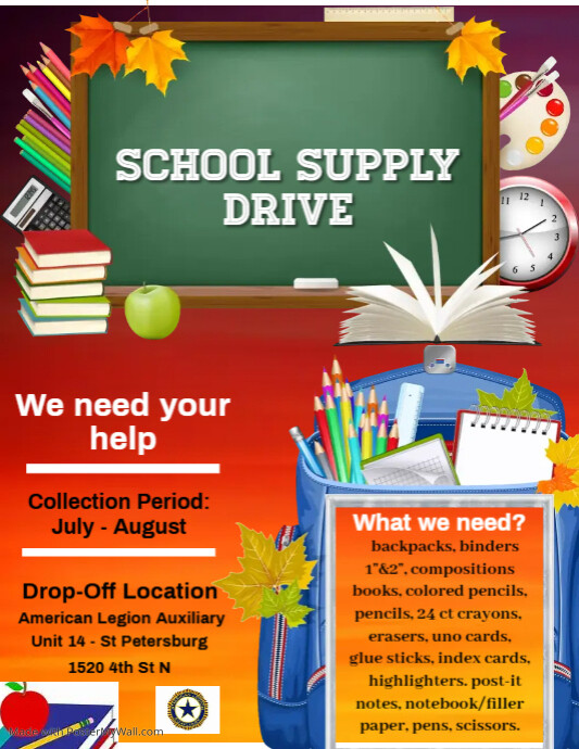 Back to School Supply Drive Flyer | PosterMyWall
