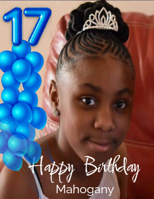17th Birthday Party Invitation Blue Balloon Postermywall