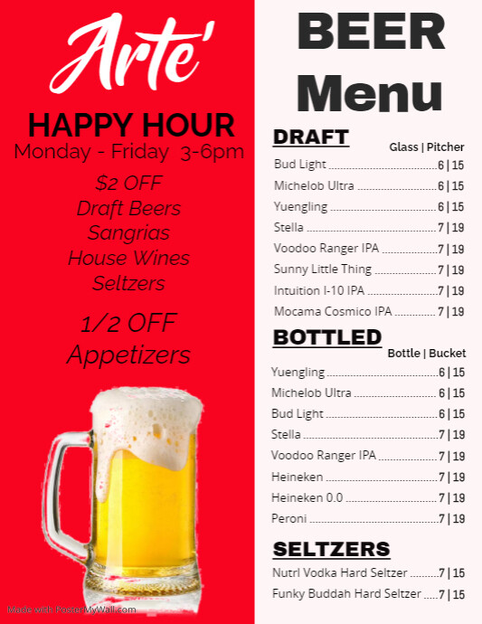 Beer Drinks Menu | PosterMyWall