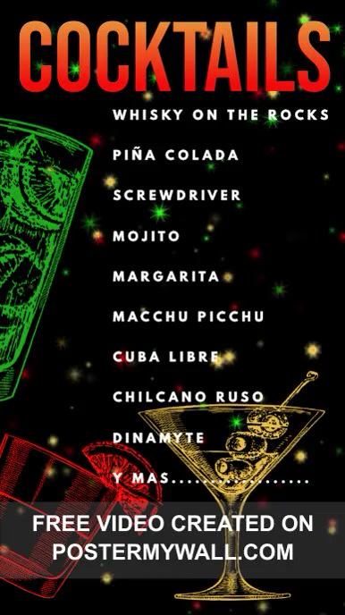 Animated Cocktail Menu Template | PosterMyWall