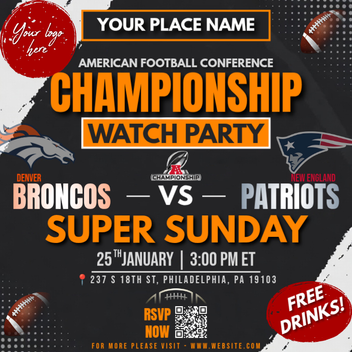 AFC Championship Game 2026: Broncos vs Patriots Watch Party Instagram ...