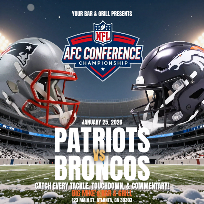 Plantilla de afc conference championship flyer. nfl playoffs. patriot ...
