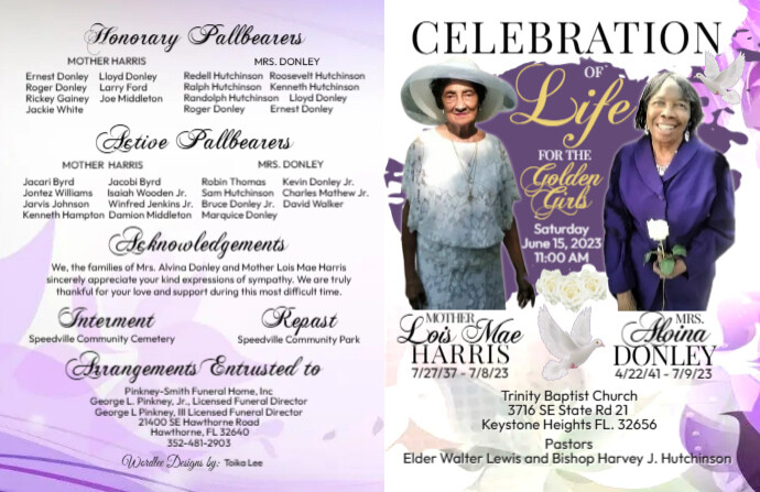Obituary - HARRIS and DONLEY 1 | PosterMyWall