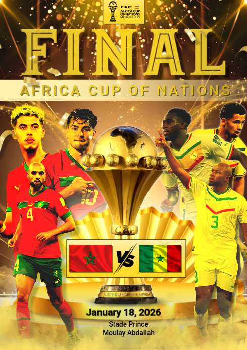 Plantilla de AFCON Final Match Poster – Morocco vs Senegal | Africa Cup ...